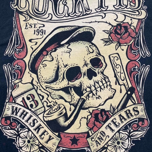 American Retro | Shirts | Retro Lucky 3 Skull Pipe Whiskey And Tears ...